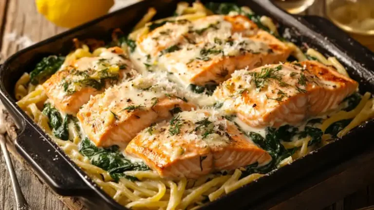 One Pot Pasta Spinat Lachs Ofen